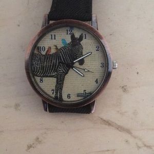 Accessories | Zebra Black Leather Watch | Poshmark